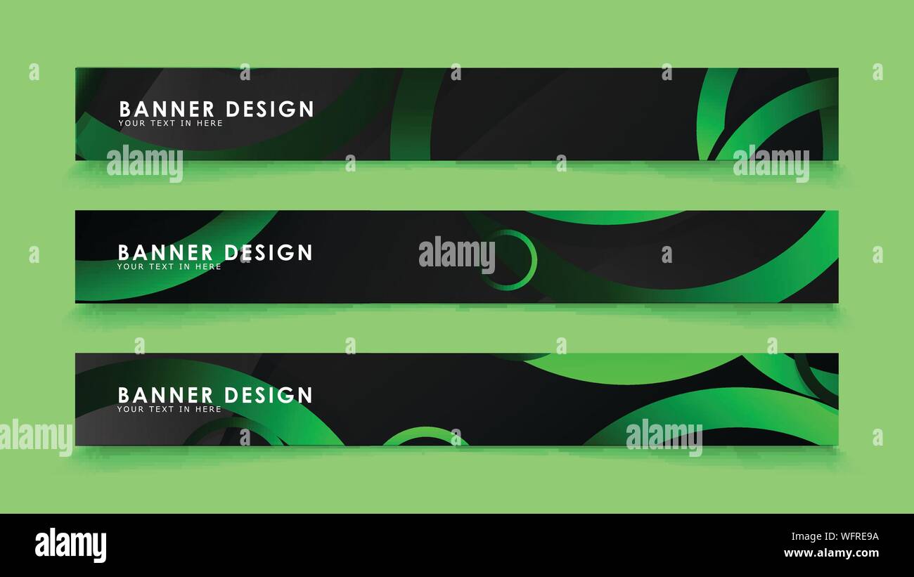 Set rectangular vector banners with background of dark green circles ...