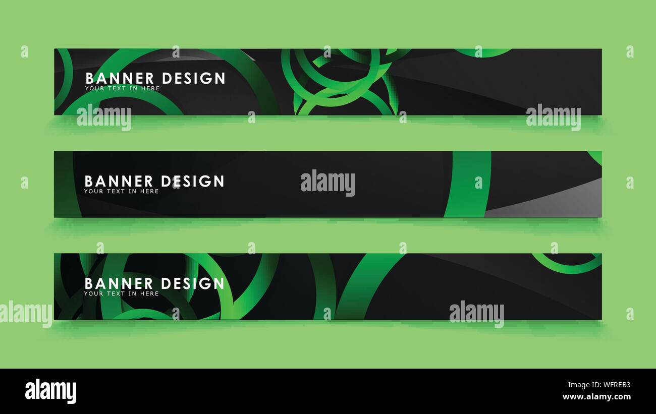 Set rectangular vector banners with background of dark green circles ...
