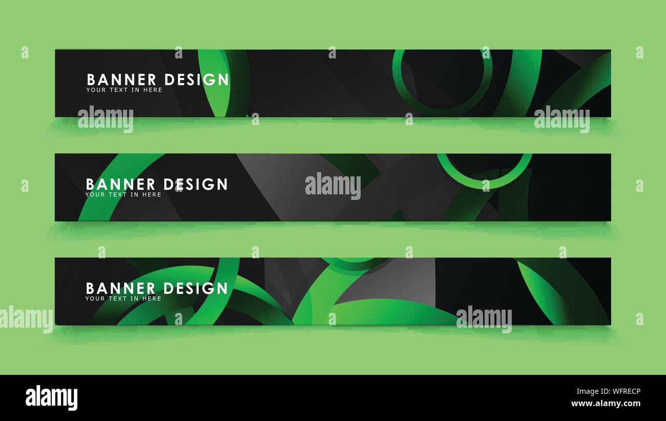 Set rectangular vector banners with background of dark green circles ...