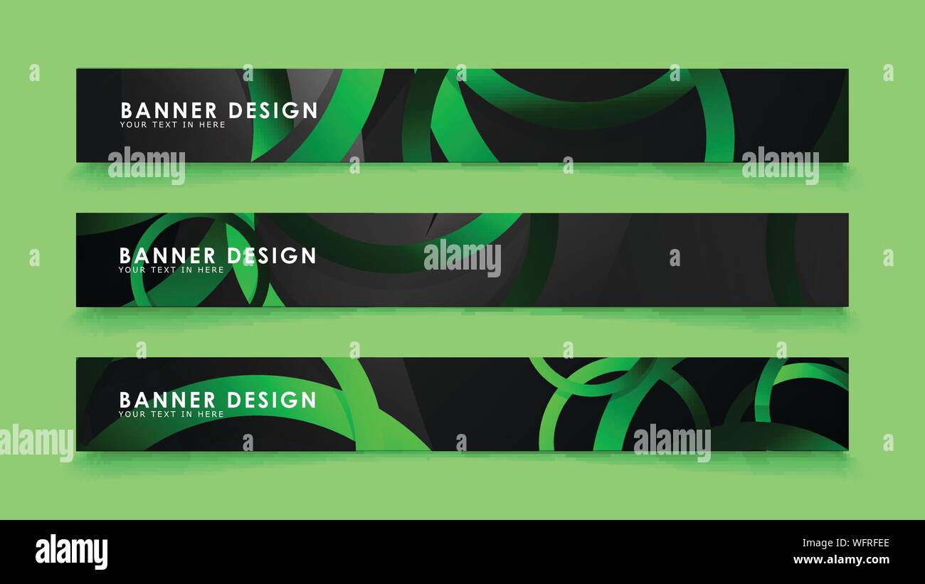 Set rectangular vector banners with background of dark green circles ...