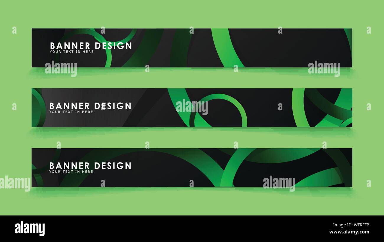 Set rectangular vector banners with background of dark green circles ...