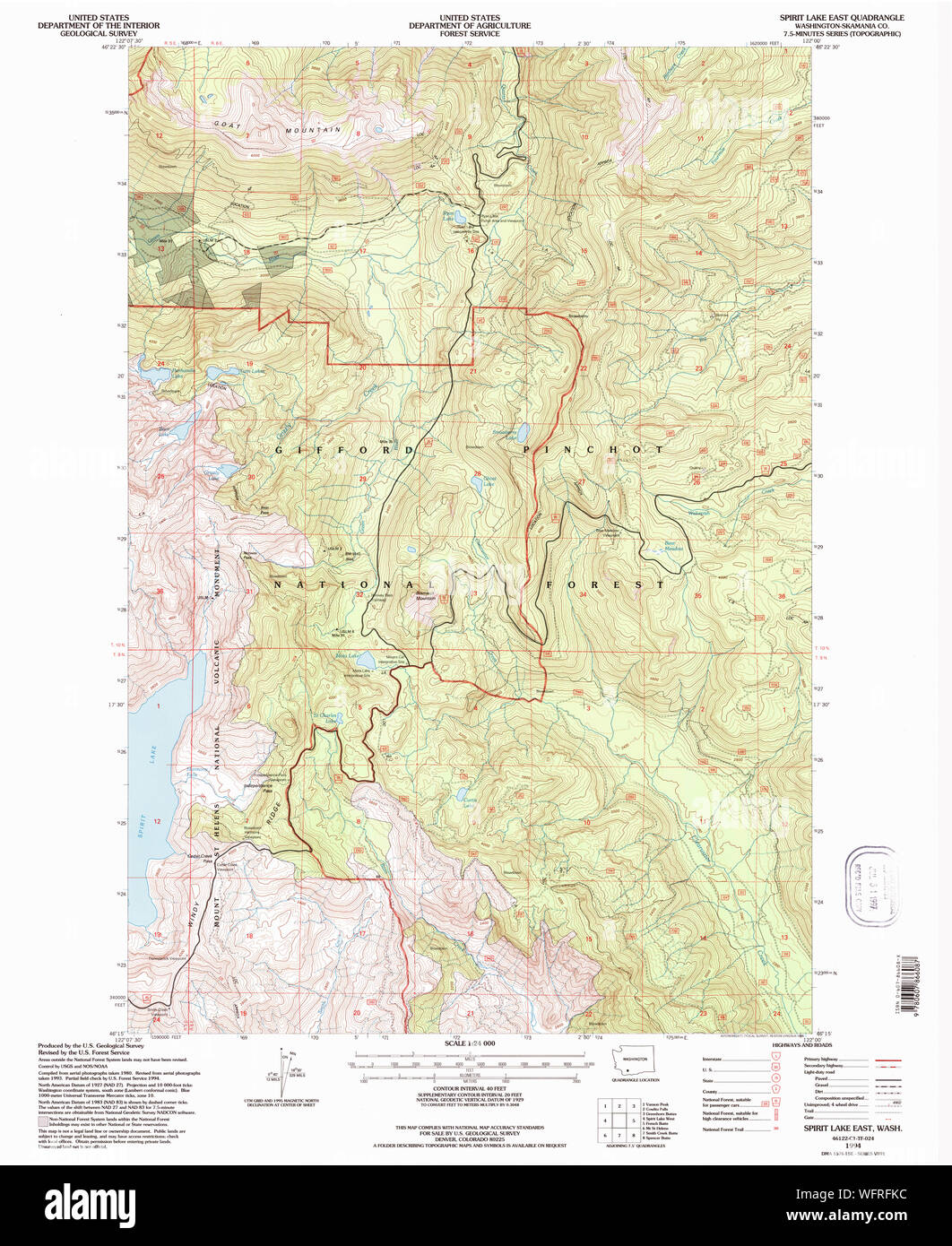 Map of spirit lake hi-res stock photography and images - Alamy