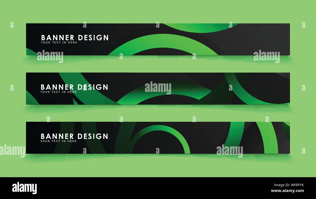 Set rectangular vector banners with background of dark green circles ...