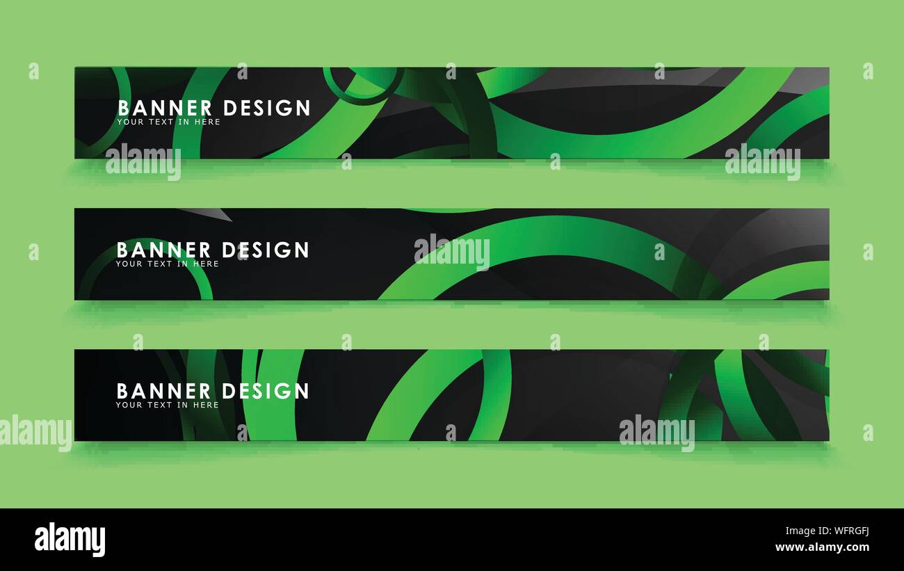 Set rectangular vector banners with background of dark green circles ...