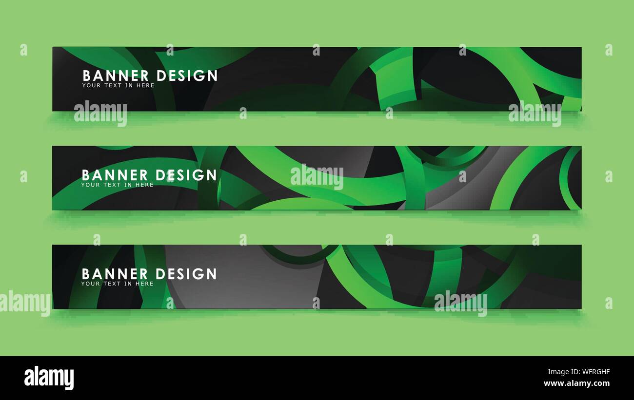 Set rectangular vector banners with background of dark green circles ...