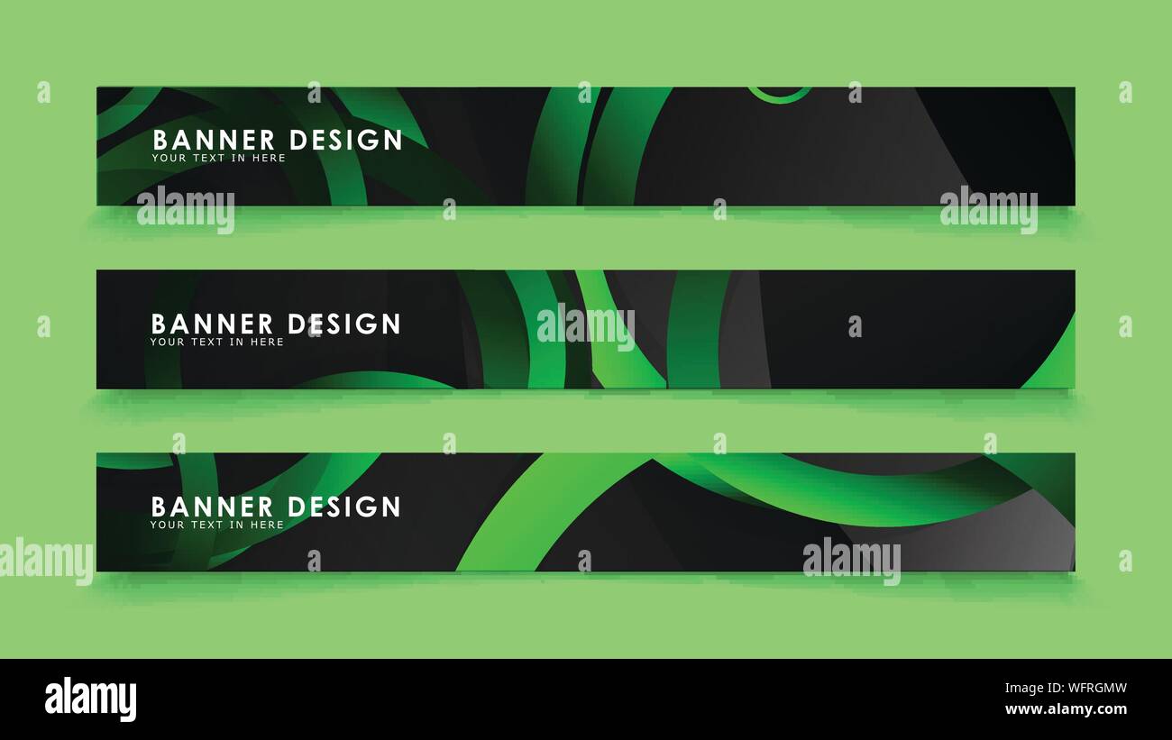 Set rectangular vector banners with background of dark green circles ...