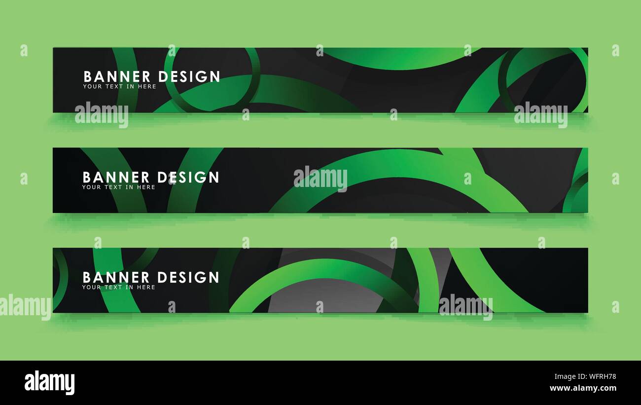 Set rectangular vector banners with background of dark green circles ...