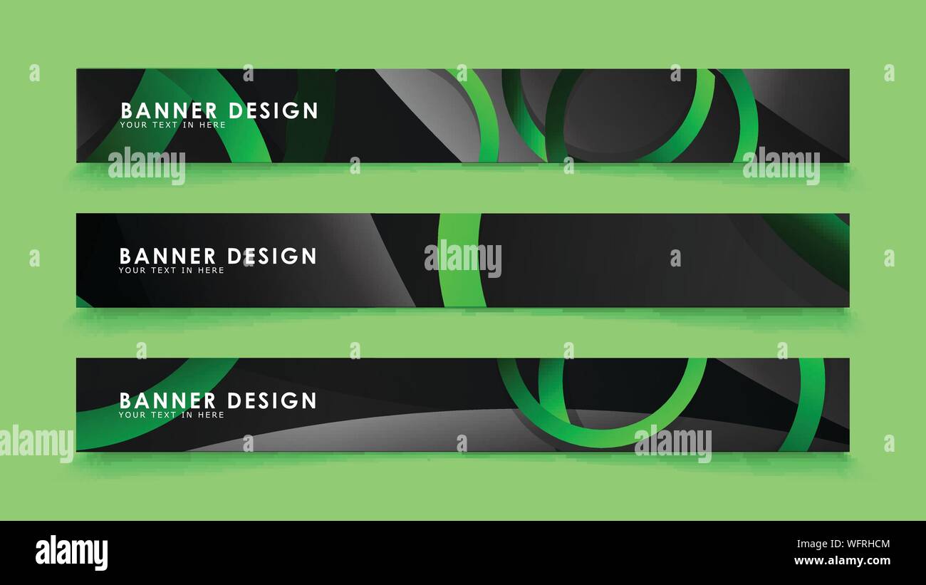 Set rectangular vector banners with background of dark green circles ...