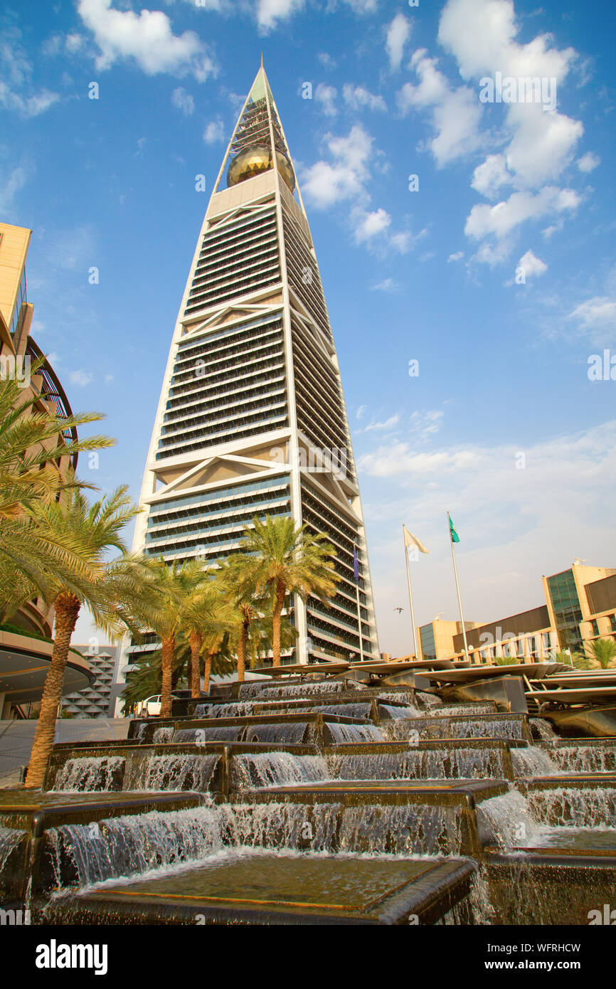 RIYADH - AUGUST 22: Sunset light at Al Faisaliah tower facade on August ...