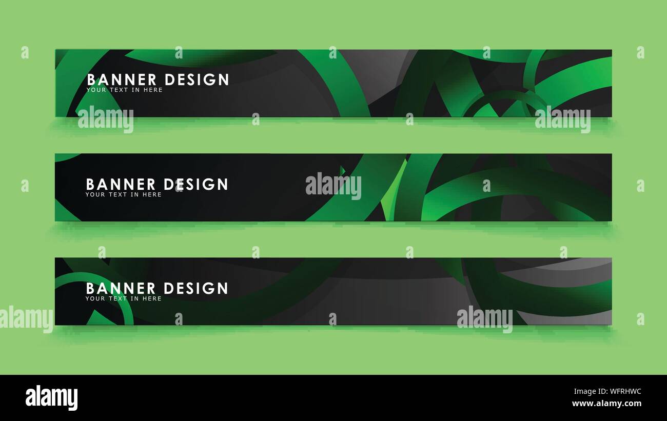 Set rectangular vector banners with background of dark green circles ...