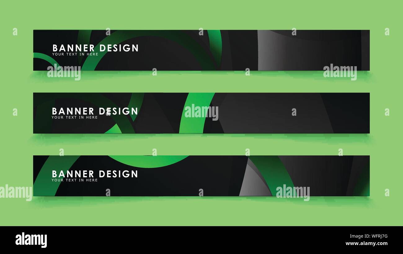 Set rectangular vector banners with background of dark green circles ...