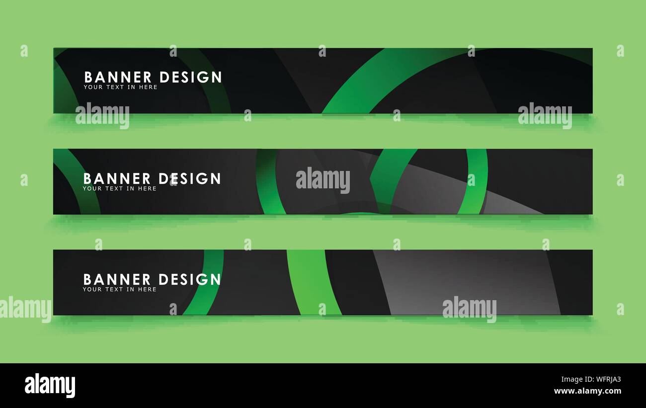 Set rectangular vector banners with background of dark green circles ...