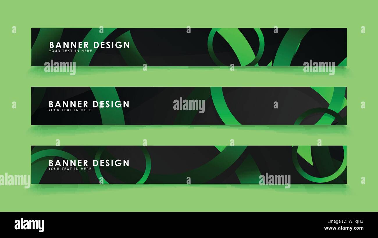 Set rectangular vector banners with background of dark green circles ...