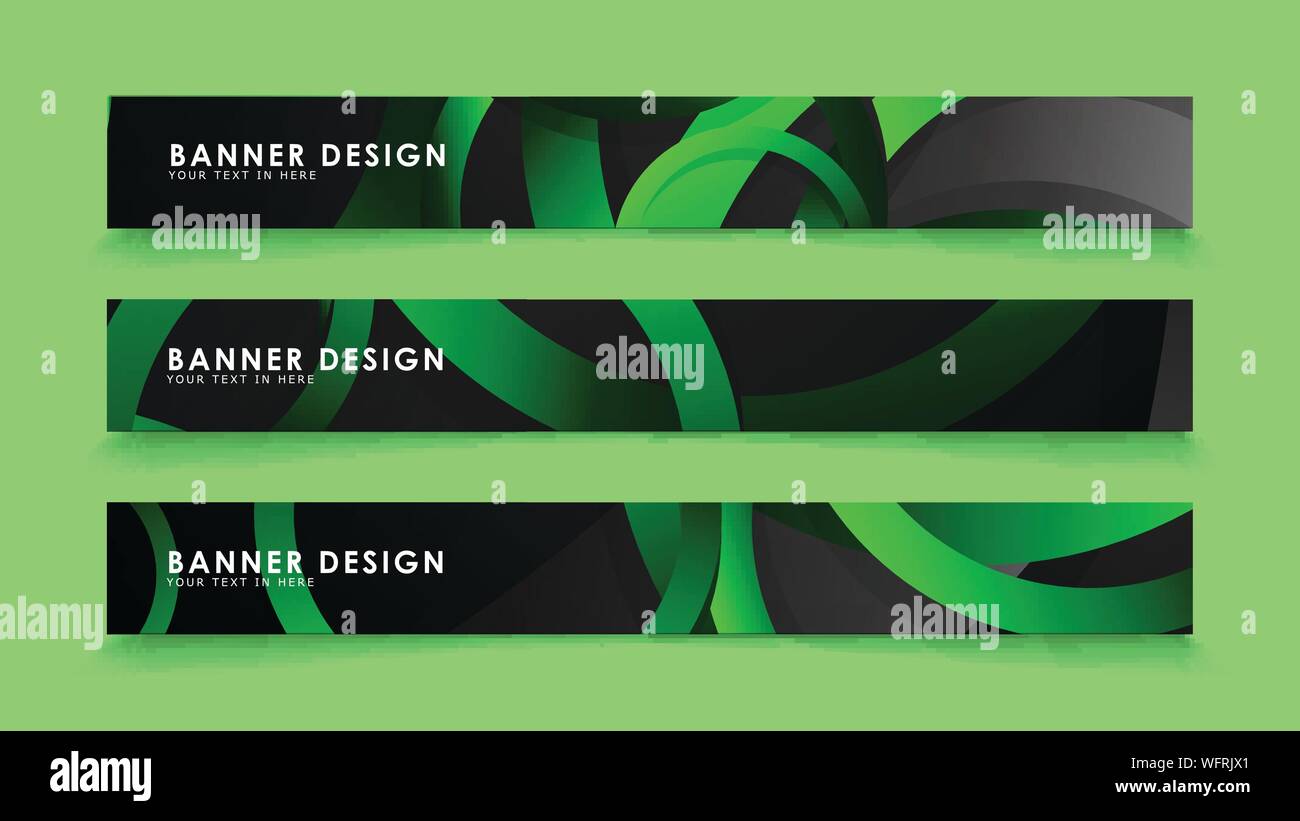 Set rectangular vector banners with background of dark green circles ...