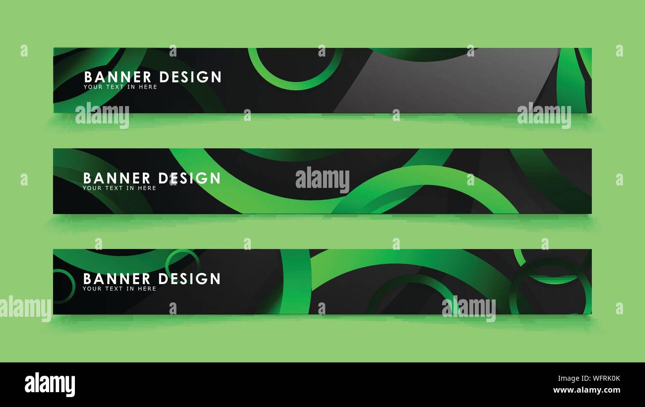 Set rectangular vector banners with background of dark green circles ...