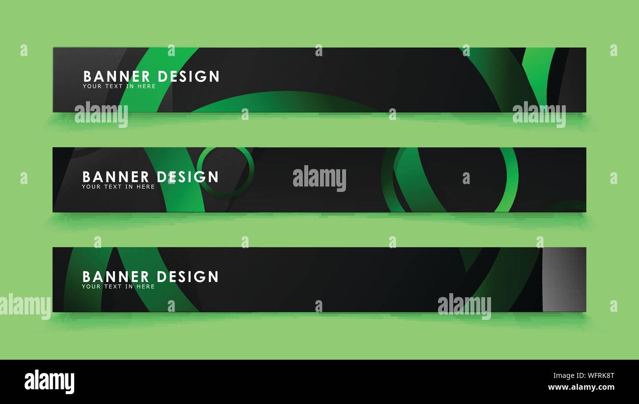 Set rectangular vector banners with background of dark green circles ...