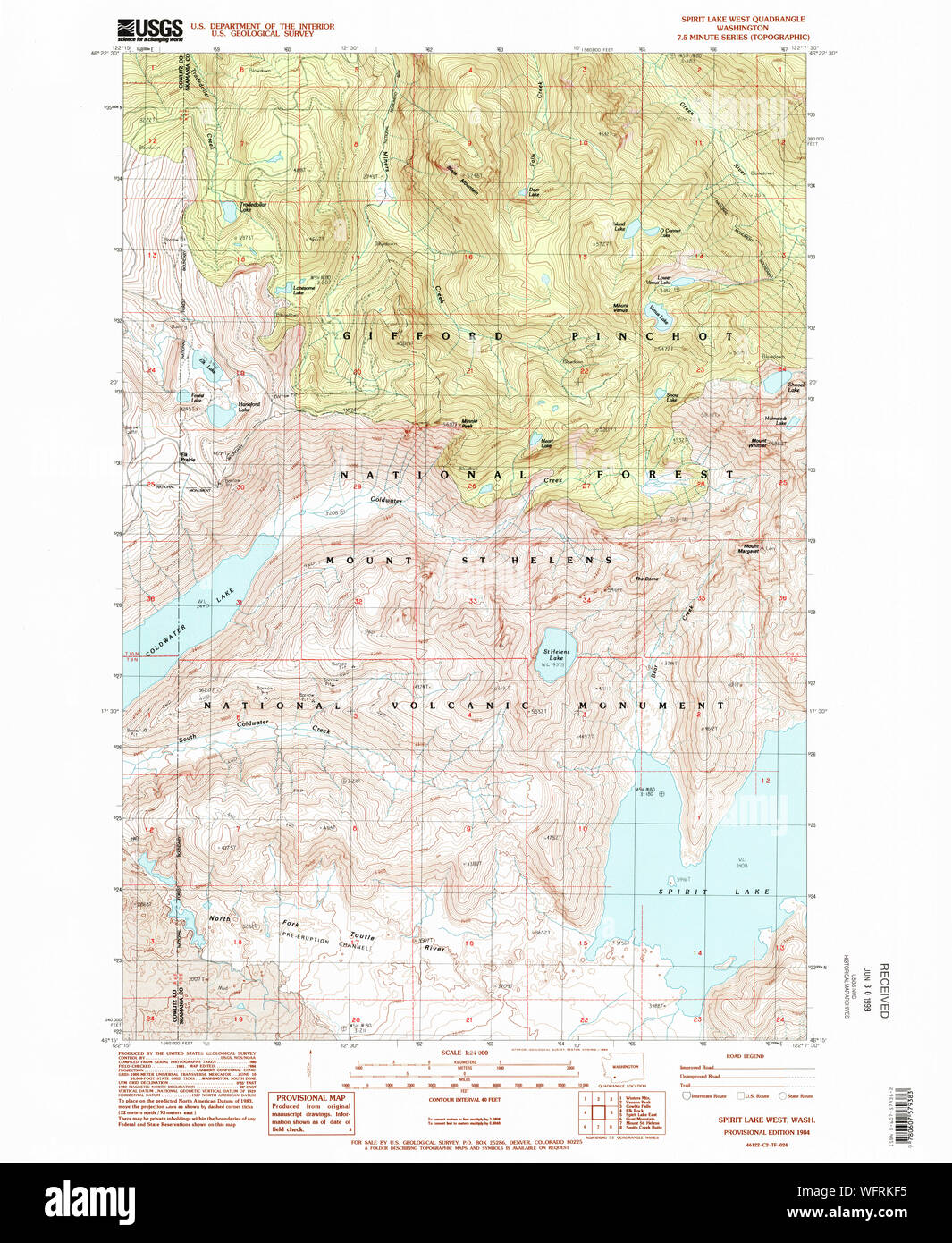 Map of spirit lake hi-res stock photography and images - Alamy
