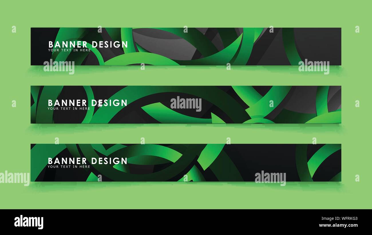 Set rectangular vector banners with background of dark green circles ...