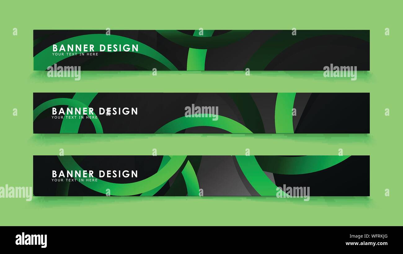 Set rectangular vector banners with background of dark green circles ...