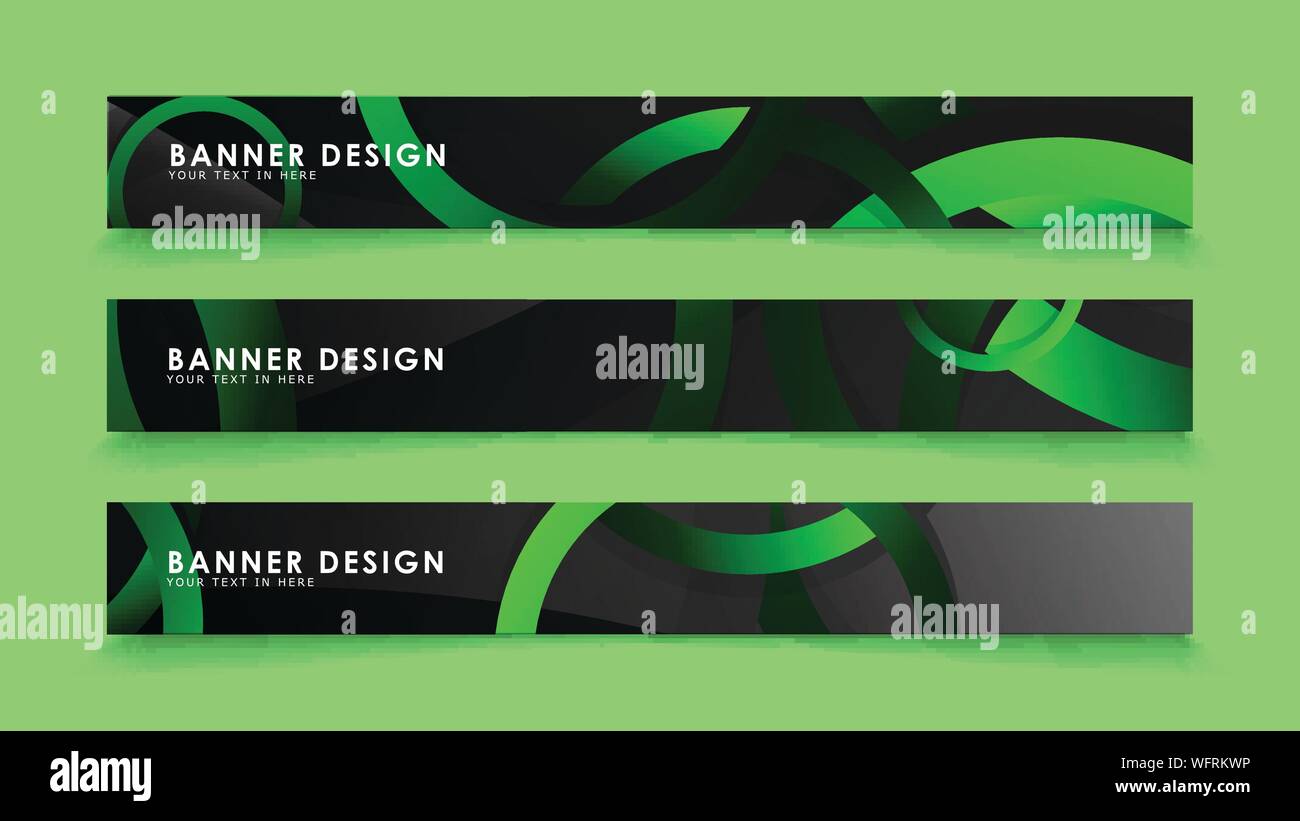 Set rectangular vector banners with background of dark green circles ...