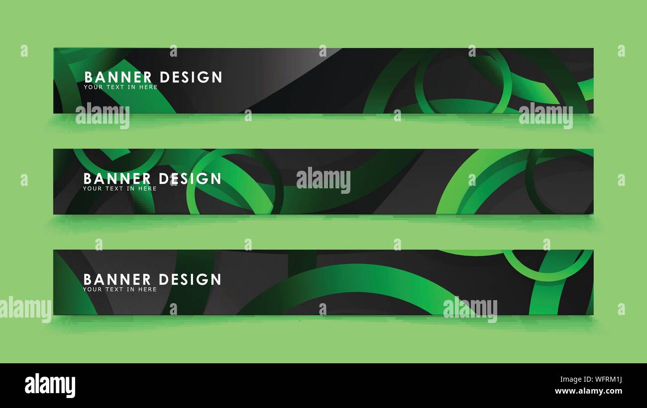 Set rectangular vector banners with background of dark green circles ...