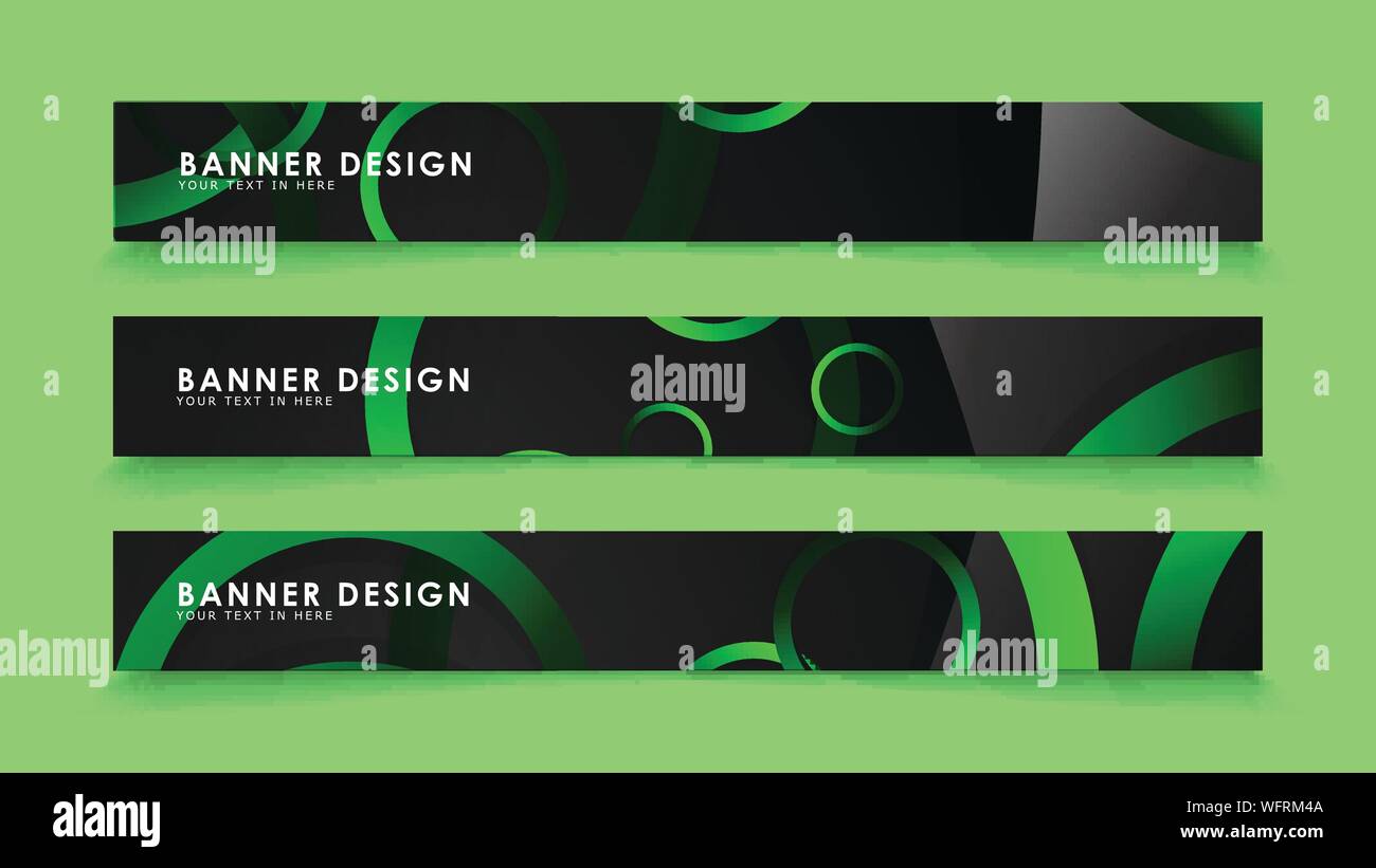 Set rectangular vector banners with background of dark green circles ...