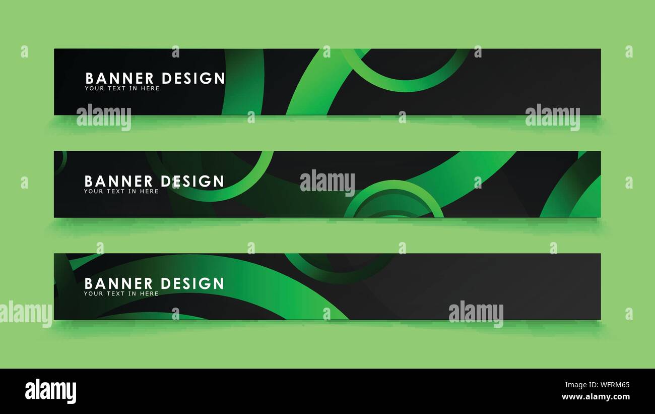 Set rectangular vector banners with background of dark green circles ...