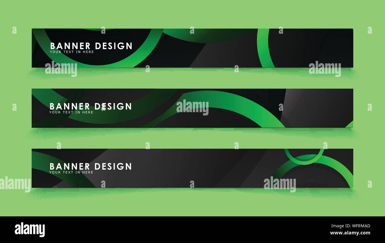 Set rectangular vector banners with background of dark green circles ...