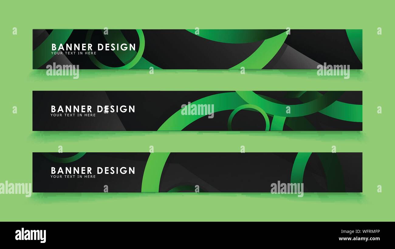 Set rectangular vector banners with background of dark green circles ...