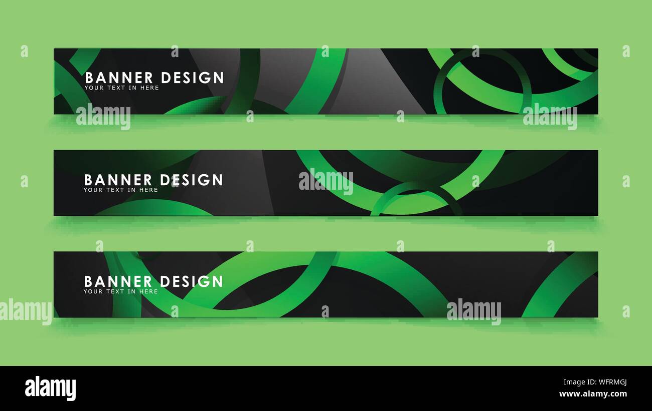 Set rectangular vector banners with background of dark green circles ...