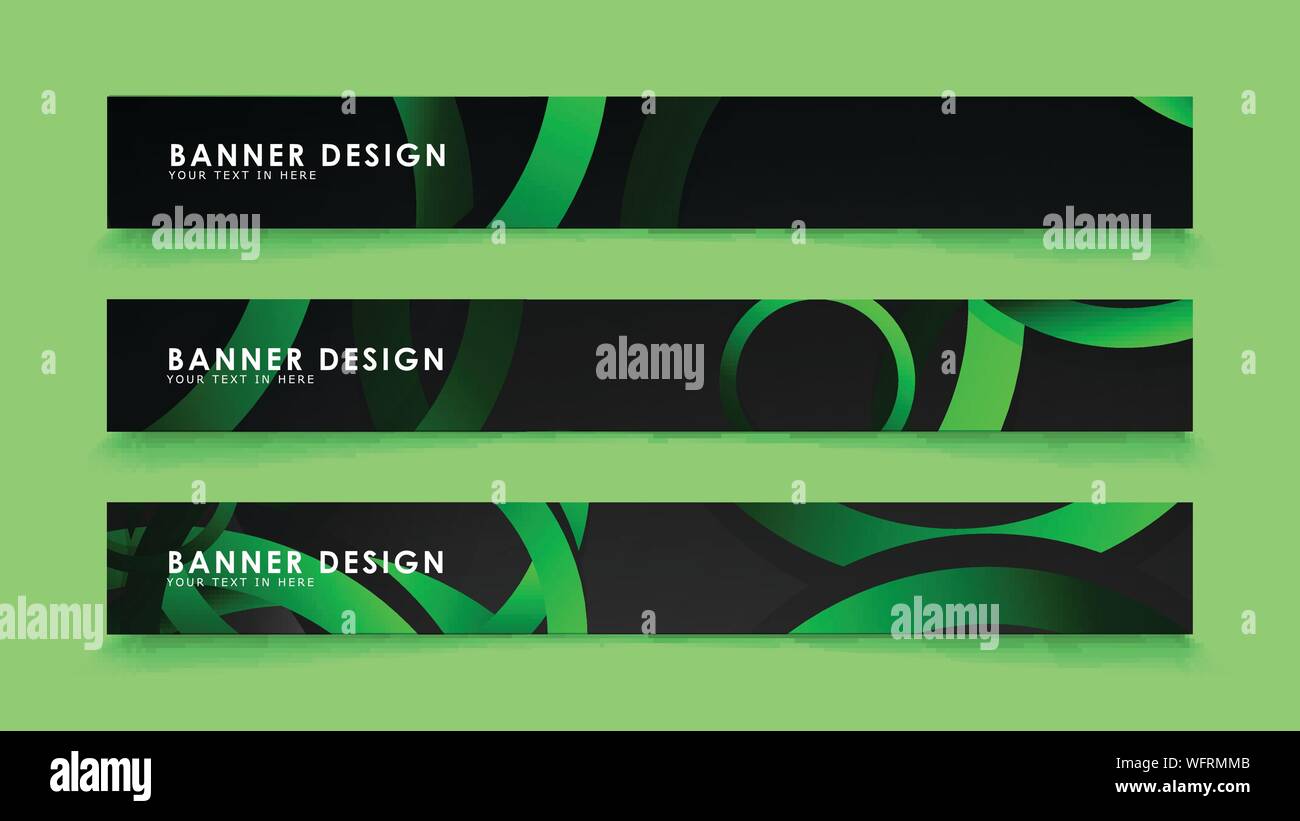 Set rectangular vector banners with background of dark green circles ...