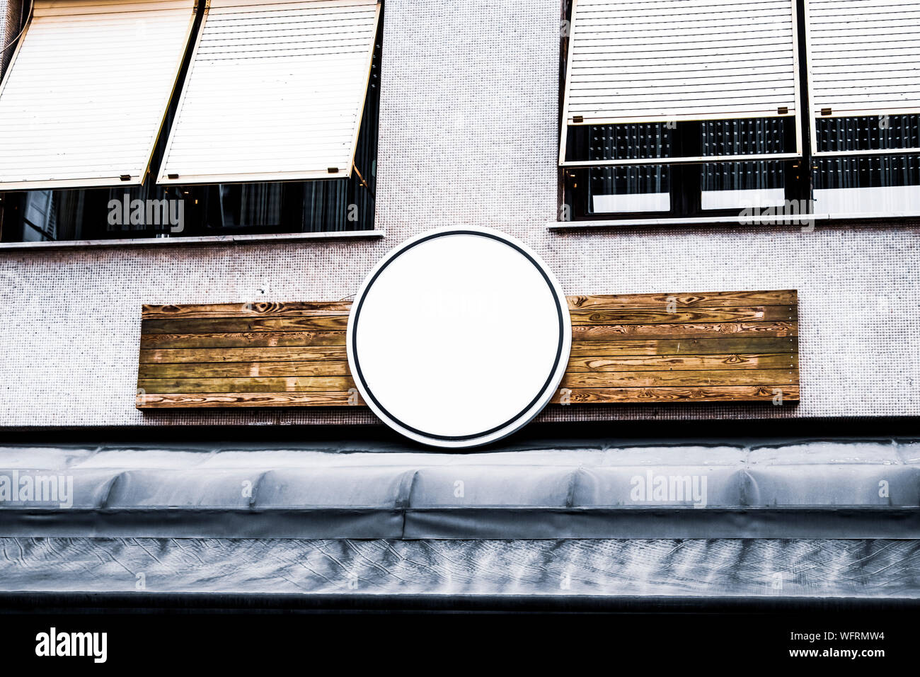 signboard mockup and template empty frame for logo and text on the ...