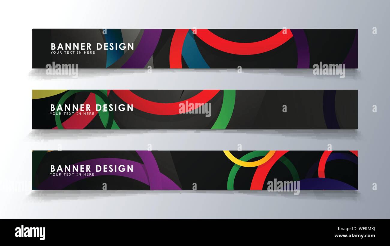 Set rectangular banner with a circle background colorful Stock Vector ...