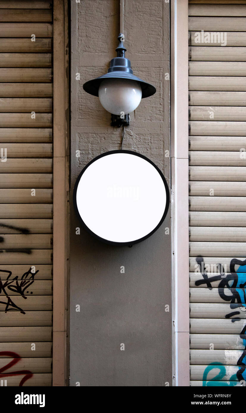 signboard mockup and template empty frame for logo and text on the ...