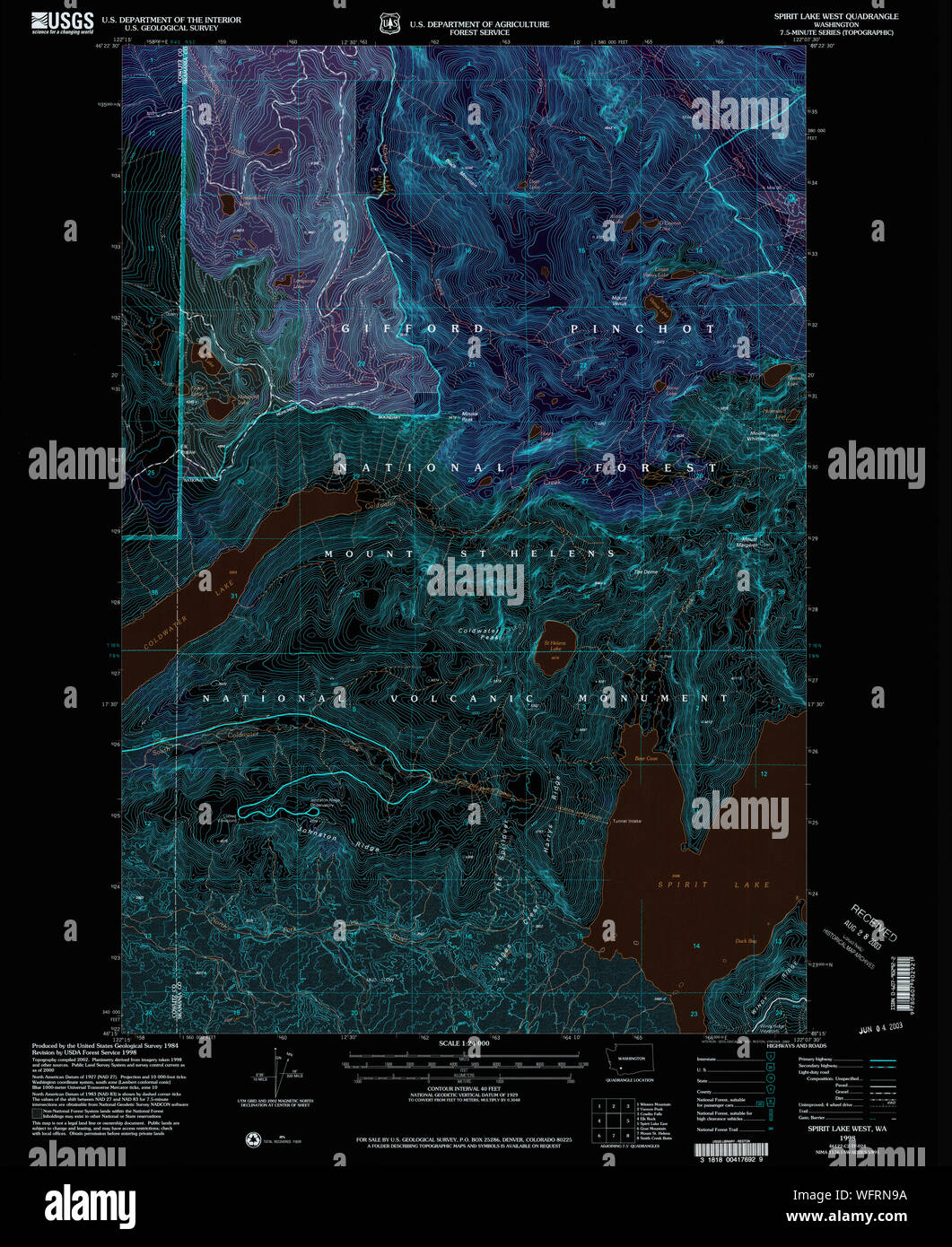Map of spirit lake hi-res stock photography and images - Alamy