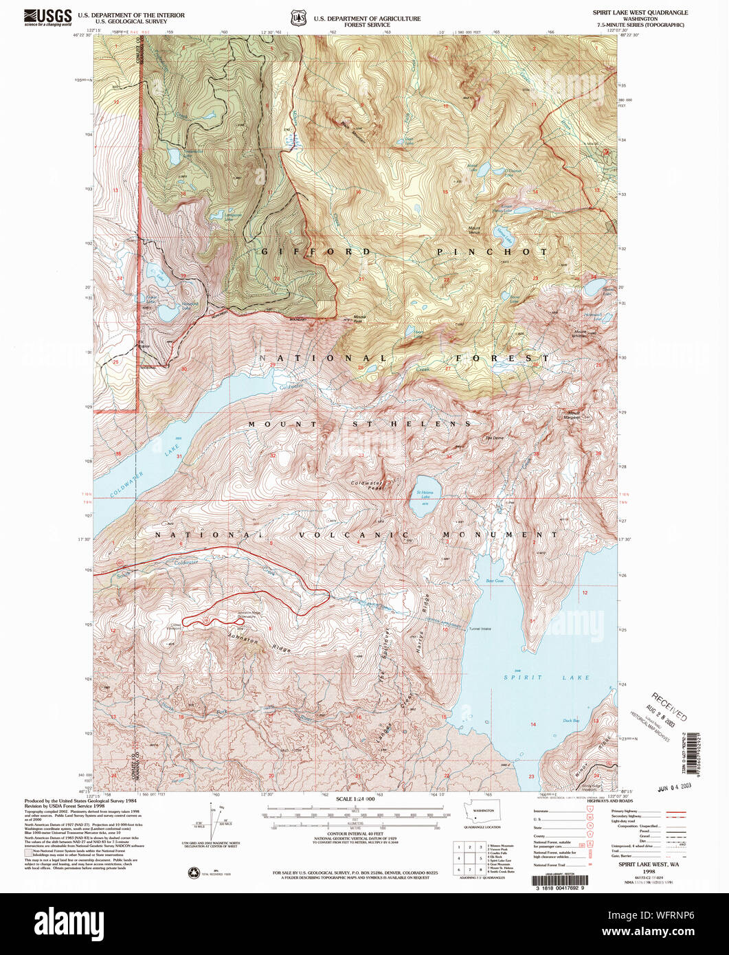 Map of spirit lake hi-res stock photography and images - Alamy