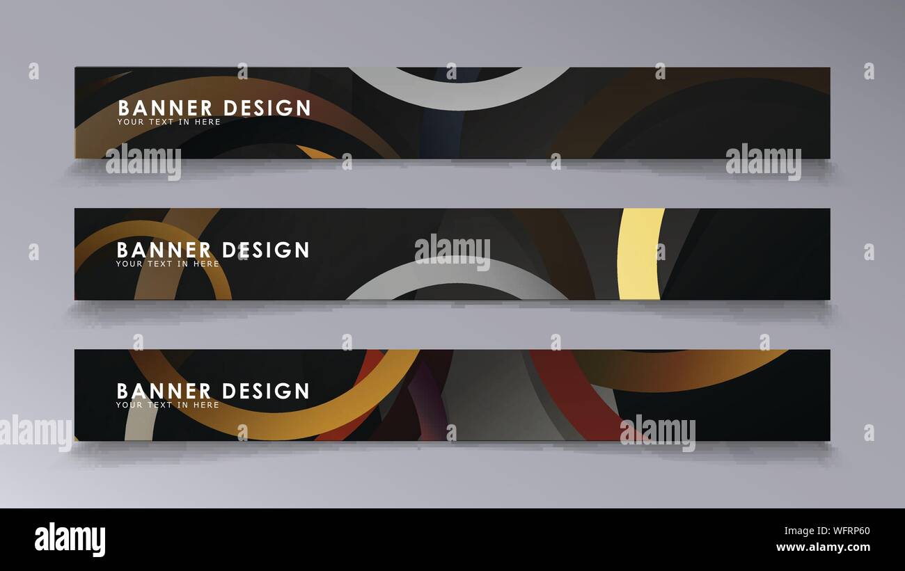 Rectangular vector banners against the background of stacked rings ...