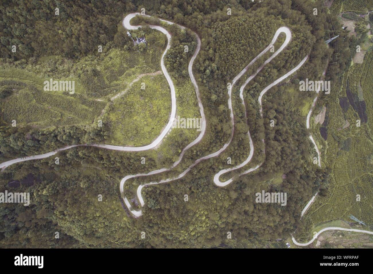Aerial view the winding road hi-res stock photography and images - Alamy