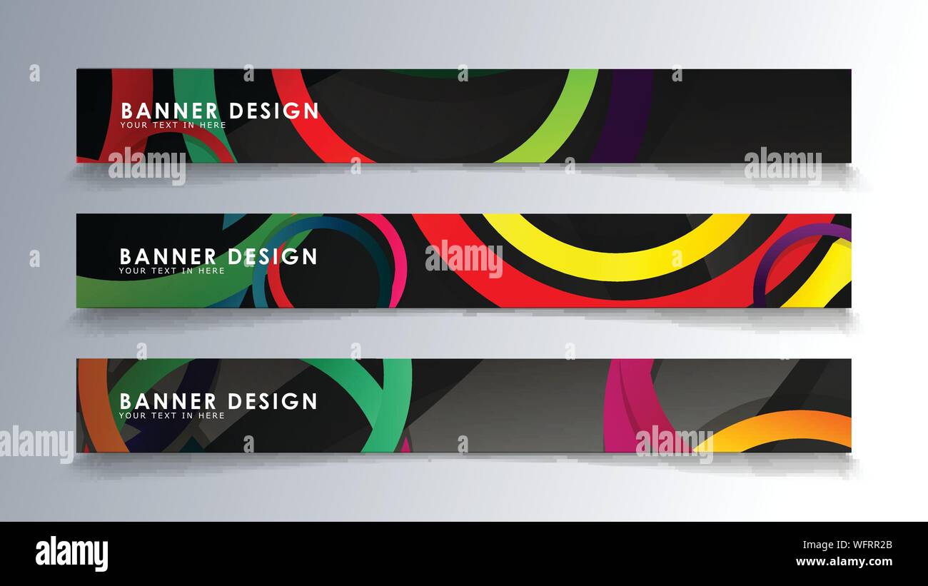 Set rectangular banner with a circle background colorful Stock Vector ...