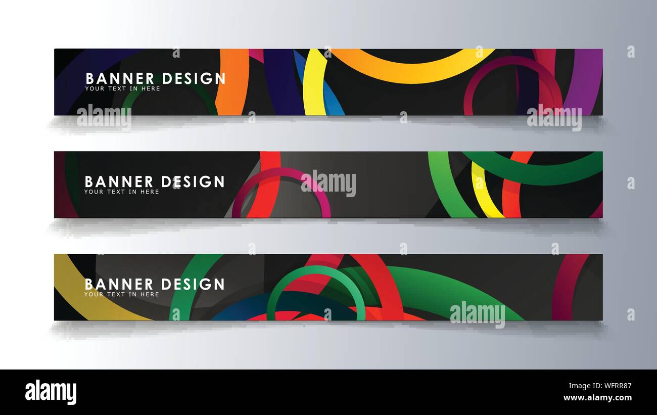 Set rectangular banner with a circle background colorful Stock Vector ...