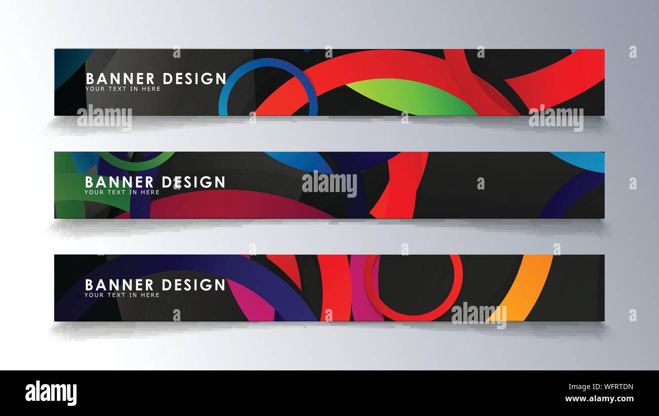 Set rectangular banner with a circle background colorful Stock Vector ...