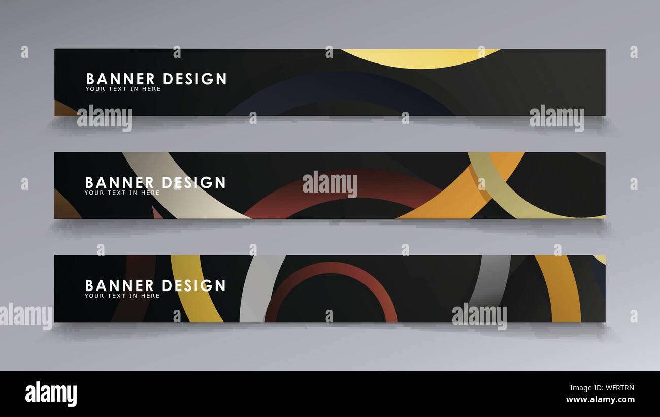 Rectangular vector banners against the background of stacked rings ...