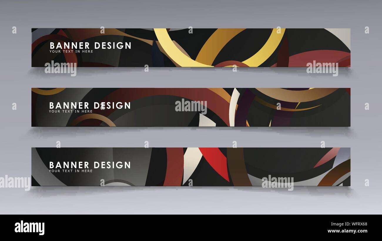 Rectangular vector banners against the background of stacked rings ...