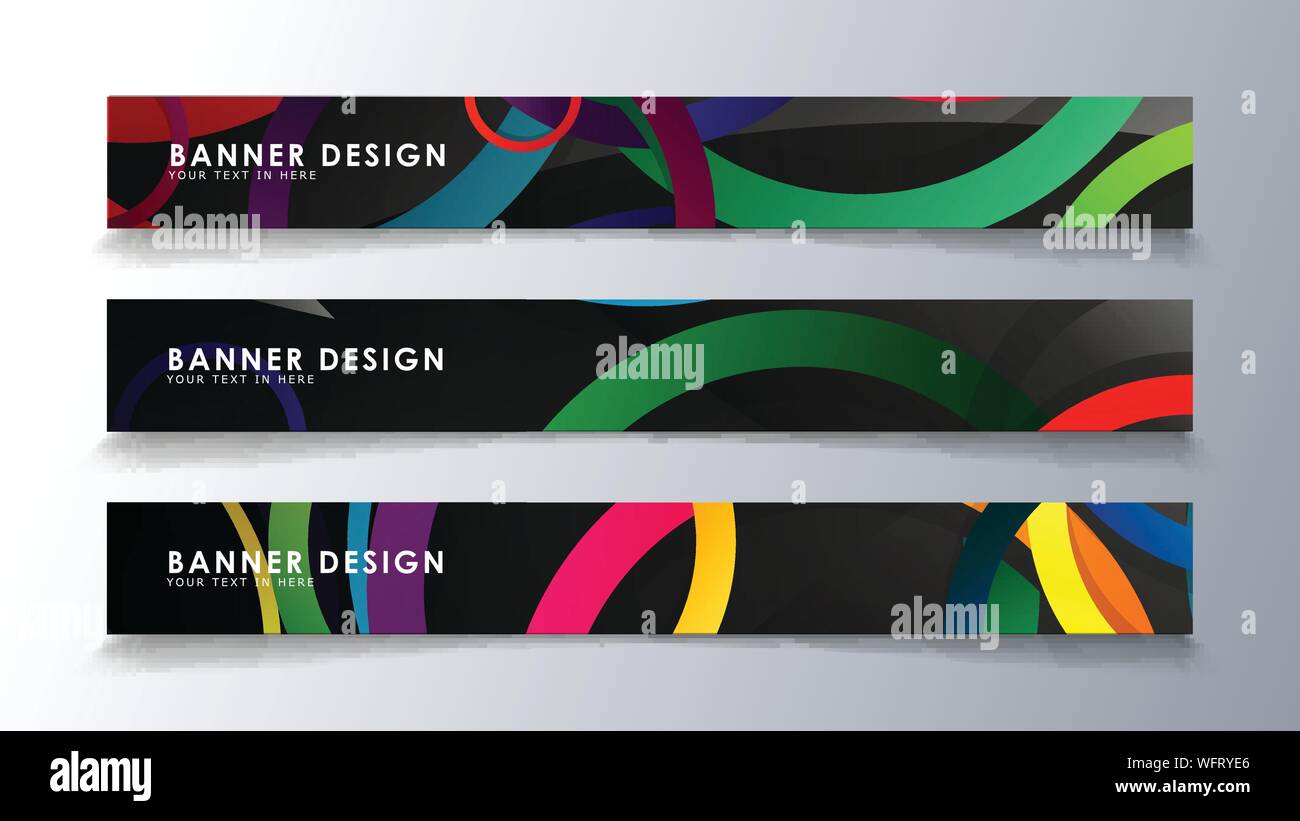 Set rectangular banner with a circle background colorful Stock Vector ...