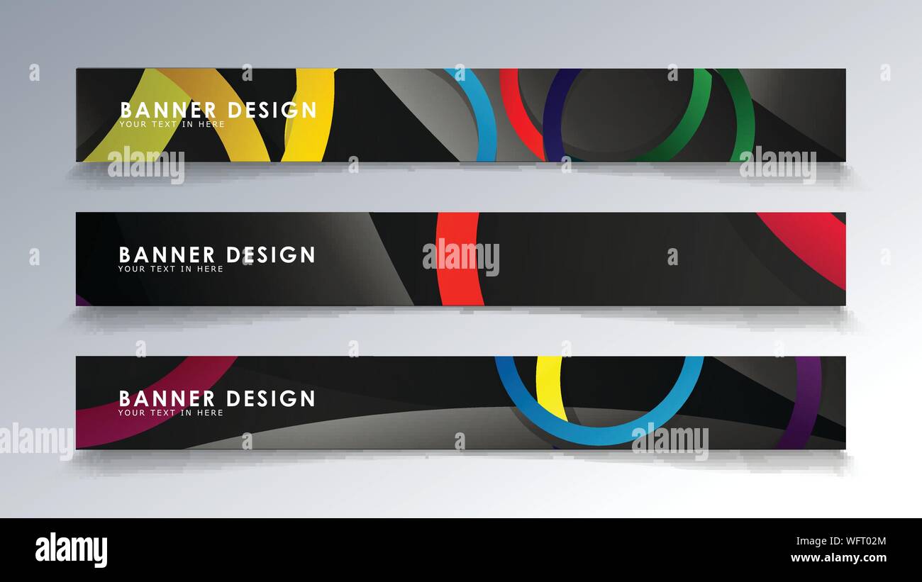 Set rectangular banner with a circle background colorful Stock Vector ...