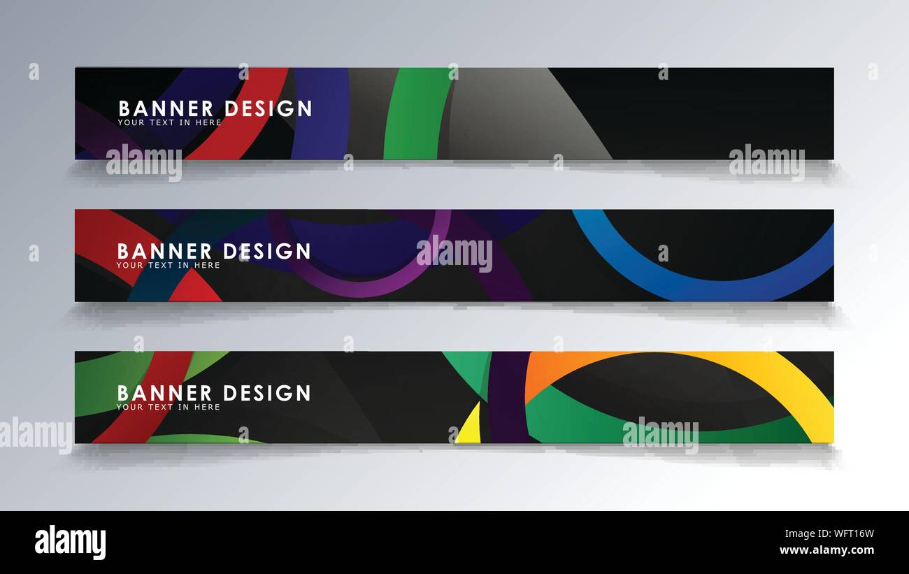 Set rectangular banner with a circle background colorful Stock Vector ...