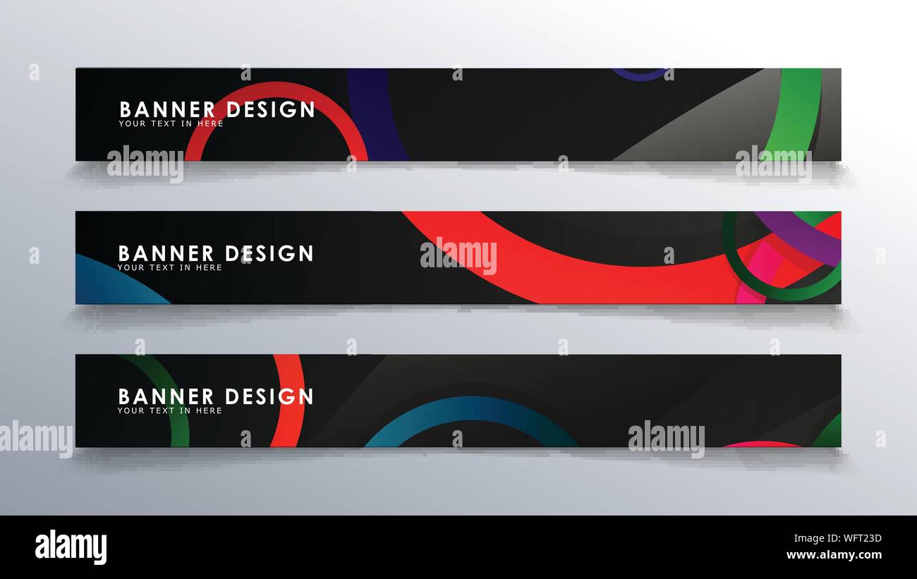 Set rectangular banner with a circle background colorful Stock Vector ...