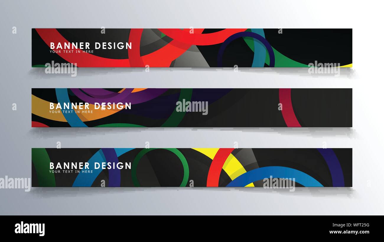 Set rectangular banner with a circle background colorful Stock Vector ...