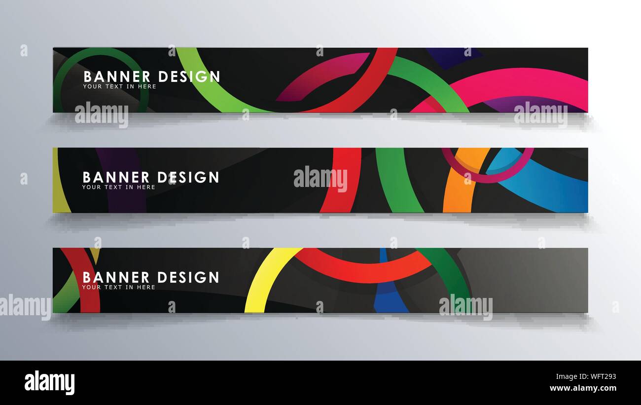 Set rectangular banner with a circle background colorful Stock Vector ...