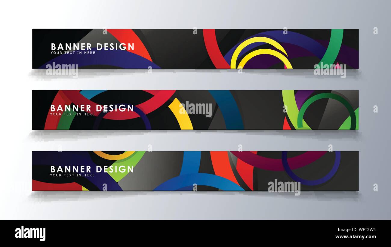 Set rectangular banner with a circle background colorful Stock Vector ...